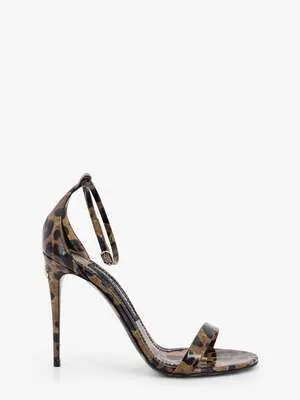 Dolce & Gabbana Leopard Print Leather Stiletto Sandals - Multicolor