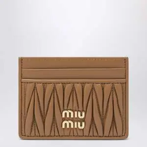Miu Miu Caramel Card Holder In Matelasse Nappa Leather - Cream