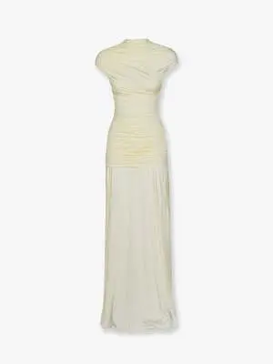 SELF-PORTRAIT Draped Jersey Long Dress - Yellow