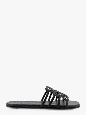 Loewe Anagram Petal Leather Sandals - Black