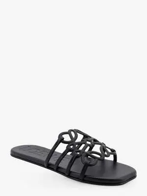 Loewe Anagram Petal Leather Sandals - Black