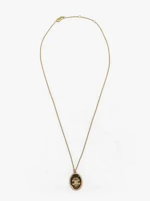 Celine Brass Necklace With Logo Pendant - Gold