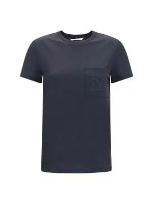 Max Mara Papaia Cotton T-shirt With Monogram Detail - Black