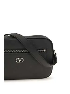 Valentino Garavani Grained Leather Crossbody Bag With Zip And Vlogo Detail