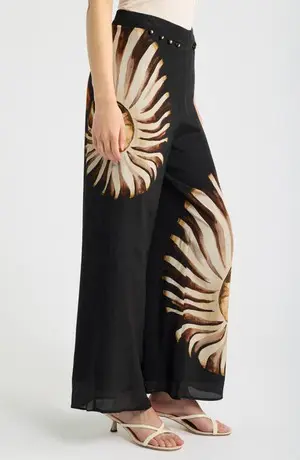 Farm Rio Ammonite Print Wide Leg Pants