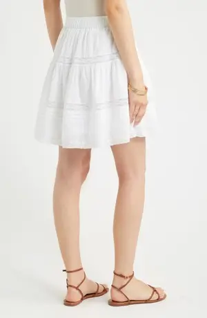 Treasure & Bond Lace Trim Cotton Miniskirt - White