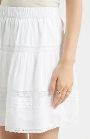 Treasure & Bond Lace Trim Cotton Miniskirt - White