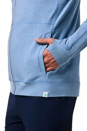 Coolibar Lumaleo Full Zip Hoodie - Light Blue Heather