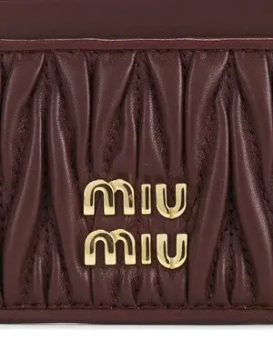 Miu Miu Matelasse Card Holder - Bordeaux