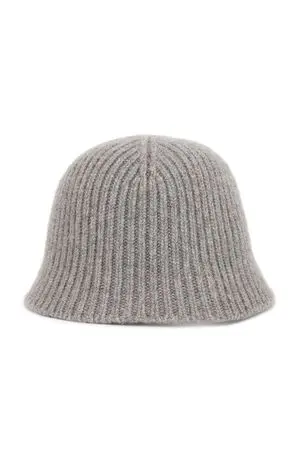 Miu Miu Ribbed Cashmere Wool Bucket Hat - Grigio