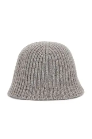 Miu Miu Ribbed Cashmere Wool Bucket Hat - Grigio