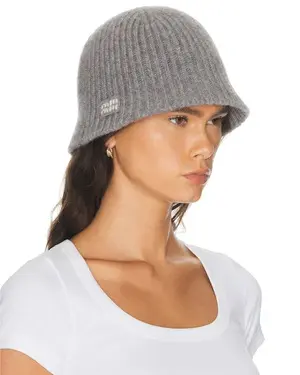 Miu Miu Ribbed Cashmere Wool Bucket Hat