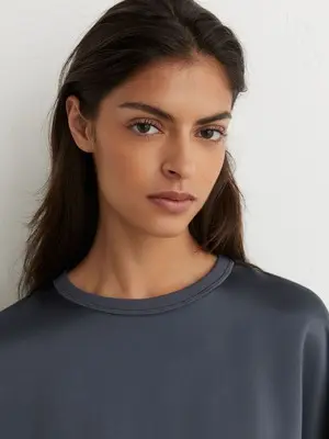 REISS Lena Silk Short-sleeve Top - Blue