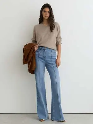 REISS Claude Pintuck Flared Jeans - Light Blue