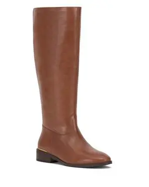 Vince Camuto Wide Calf Knee-high Riding Boot - Brandy Leather