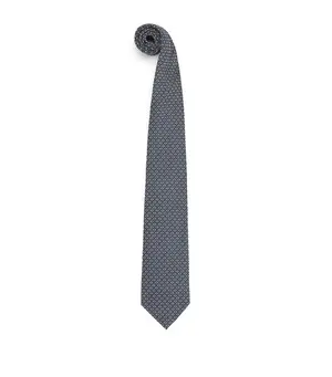 Pal Zileri Silk Geometric Jacquard Neck Tie - Blue