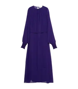 Marina Rinaldi Gauze Maxi Dress And Cardigan - Purple