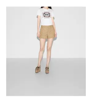 Gucci Gg Monogram Shorts With Hook-and-buckle Placket