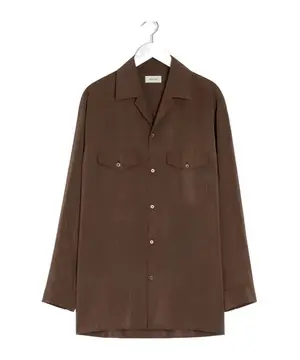 LEMAIRE Cuban-collar Patch-pocket Shirt - Brunette