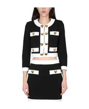 Moschino Heart-embellished Cropped Jacket - Black
