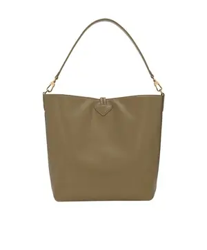 Longchamp Bamboo Clasp Leather Shoulder Bag
