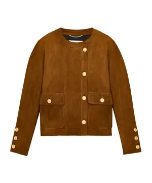 Saint Laurent Button-up Short Jacket - Brown