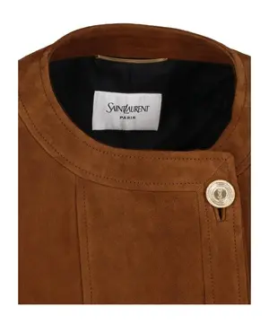 Saint Laurent Button-up Short Jacket - Brown