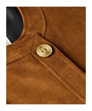 Saint Laurent Button-up Short Jacket - Brown