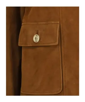 Saint Laurent Button-up Short Jacket - Brown