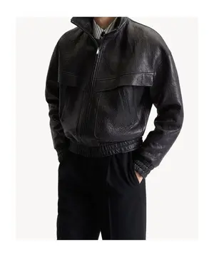 Saint Laurent Long-sleeve Leather Jacket