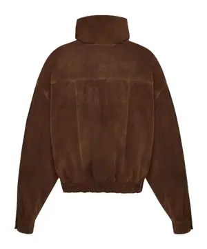 Saint Laurent Zip-up Short Jacket With Stand Collar - Brown