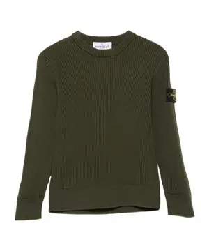 Stone Island Compass-patch Ribbed Sweater - Green