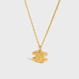 Celine Chunky Triomphe Necklace In Brass With Gold Finish