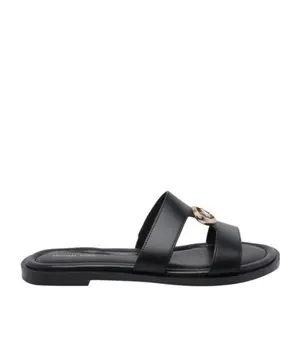 Michael Kors Logo Plaque Slip-on Slides - Black