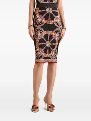 Dolce & Gabbana Carretto Print Charmeuse Long Skirt