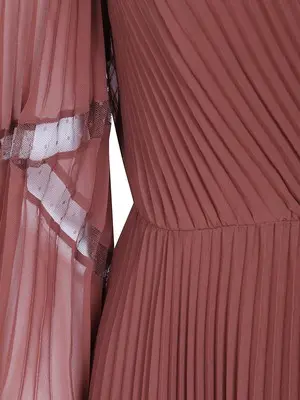 TWINSET Draped Maxi Dress With Asymmetric Hem And V-neck - Red