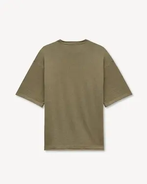Kenzo Signature' Embroidered Light T-shirt In Linen Cotton - Khaki
