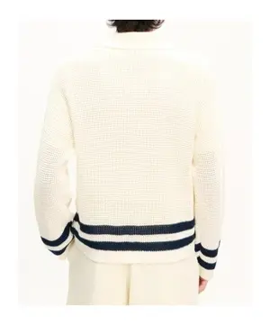 Kenzo Polo Collar Cardigan In Mesh With Embroidered Logo