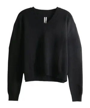 Rick Owens V-neck Sweater With Ribbed Details - Black