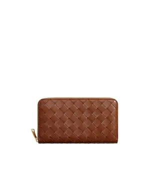 Bottega Veneta Intrecciato Zip-around Wallet - Tannin