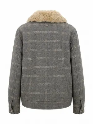 TWINSET Two-tone Plaid Coat