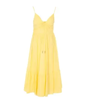 Michael Kors Ruched Midi Dress - Yellow