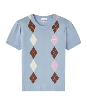 GANNI Argyle Knit T-shirt