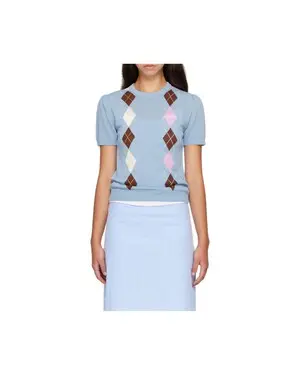 GANNI Argyle Knit T-shirt