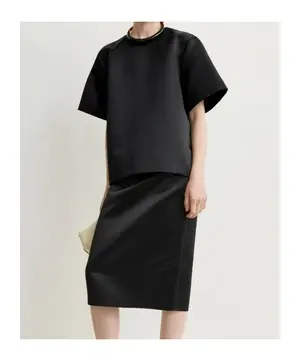 TOTEME Crewneck Short Sleeve T-shirt - Black