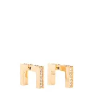 Elisabetta Franchi Plated Rhinestone Earrings - Gold