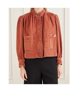 Chloé High-neck Gathered Jacket - Dark Brown