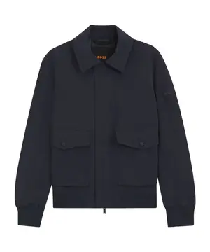 Hugo Boss Collared Long-sleeved Casual Jacket - Dark Blue