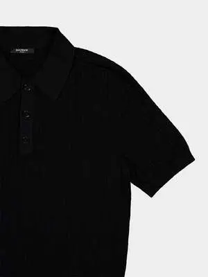 Balmain Monogram Knit Polo Shirt