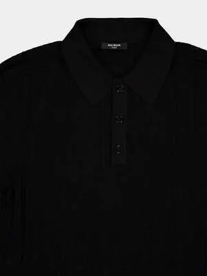 Balmain Monogram Knit Polo Shirt